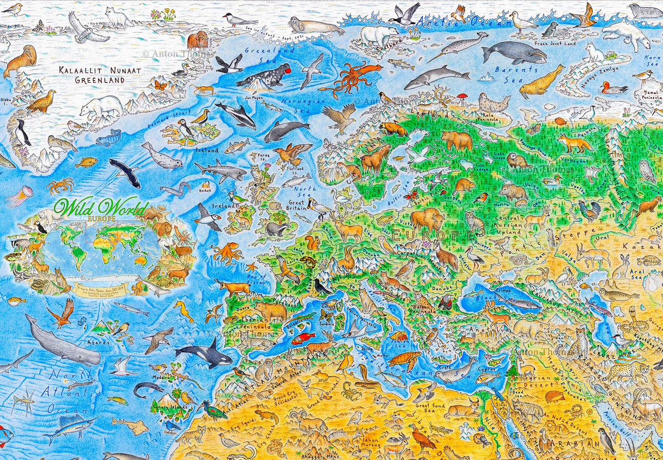 Wild World: Europe | Animal Maps of the World | Poster Print – Anton ...