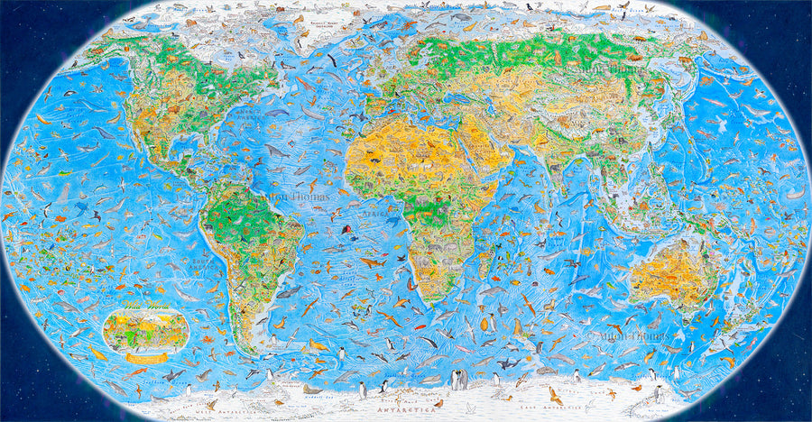 Wild World | Limited Edition Fine Art Print | Animal Maps of the World ...